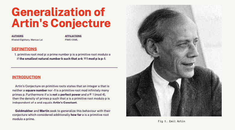 Generalizations of Artin's Constant | PIMS VXML